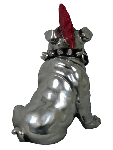 Small Silver Electroplated Sitting Bulldog with Red Mohawk Ornament ...